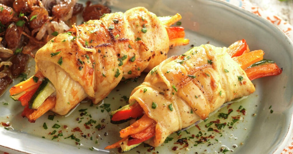 Receta de Enrollado de pollo con verduras