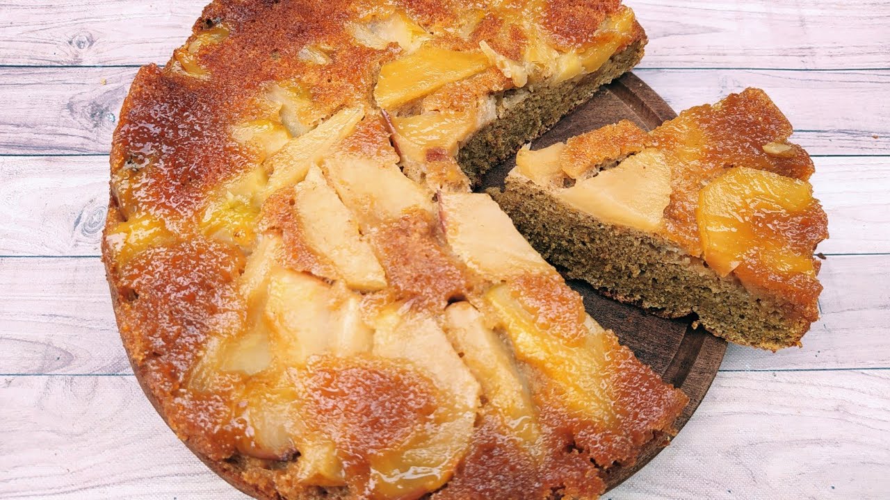 Receta de Torta invertida de manzana con harina integral