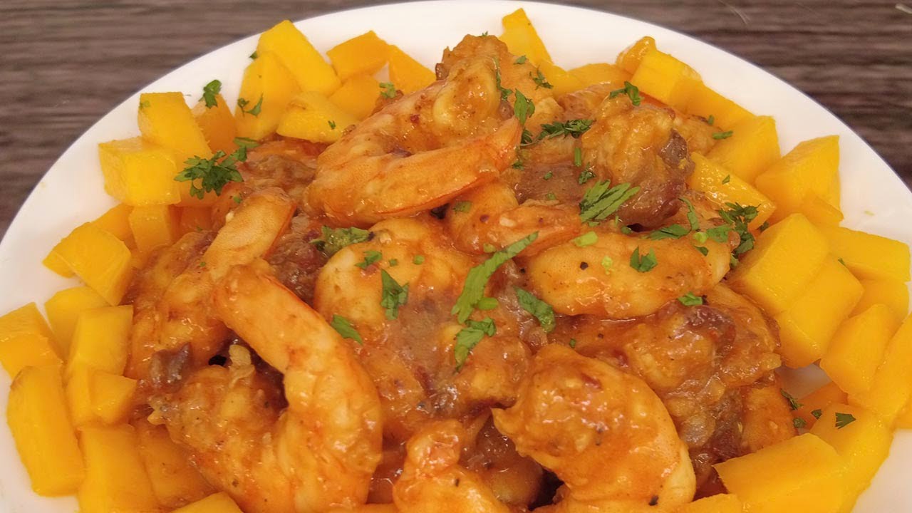 Receta de Camarones en salsa de mango