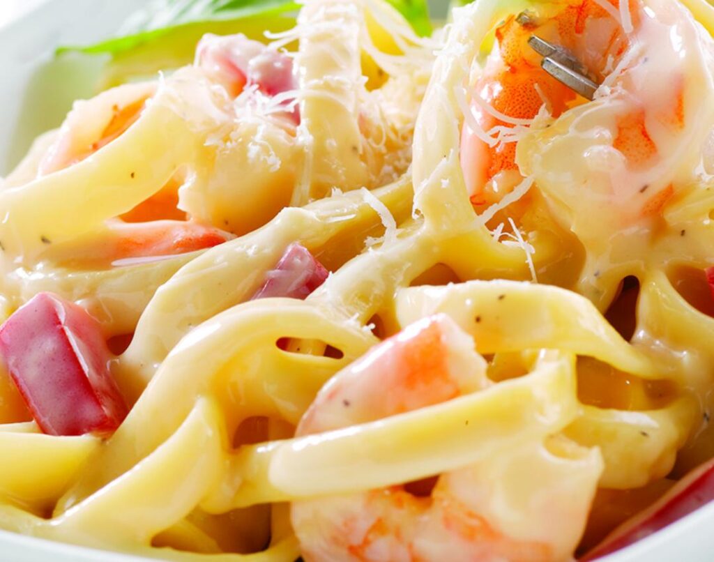 Receta de Fetuccini con camarones