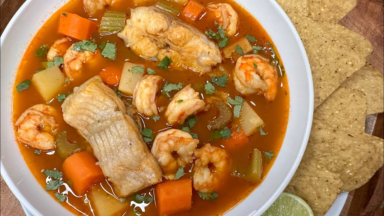 Receta de Caldo de pescado con camarón