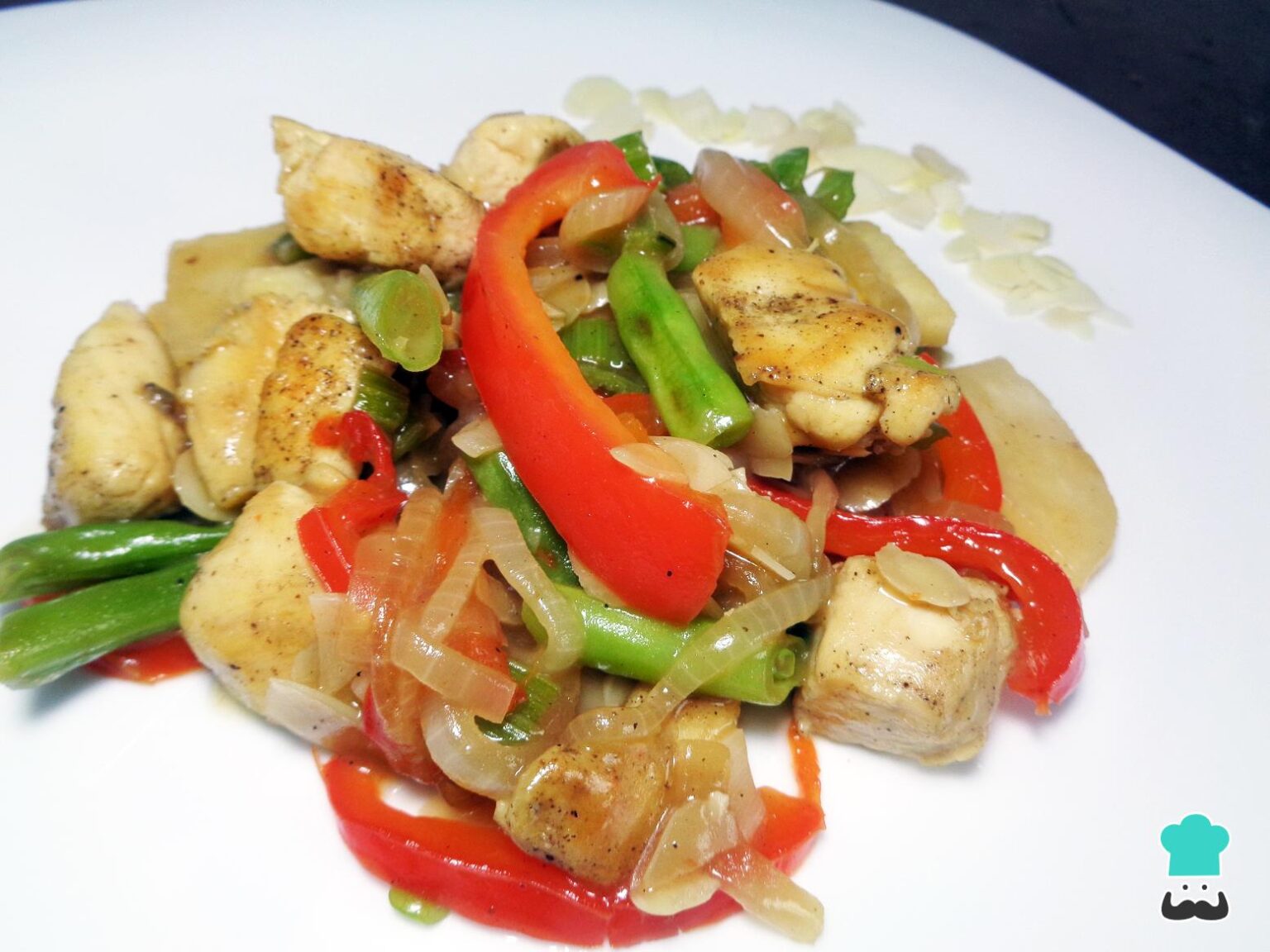 Receta de Pollo almendrado chino con jícama