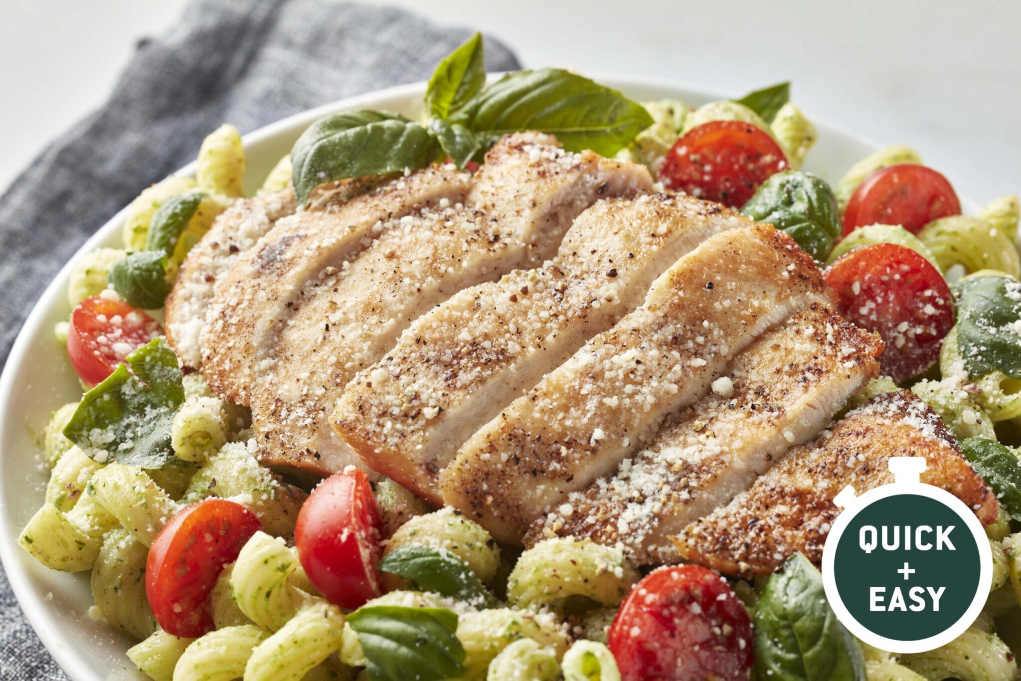 Receta de Pasta con pollo al pesto
